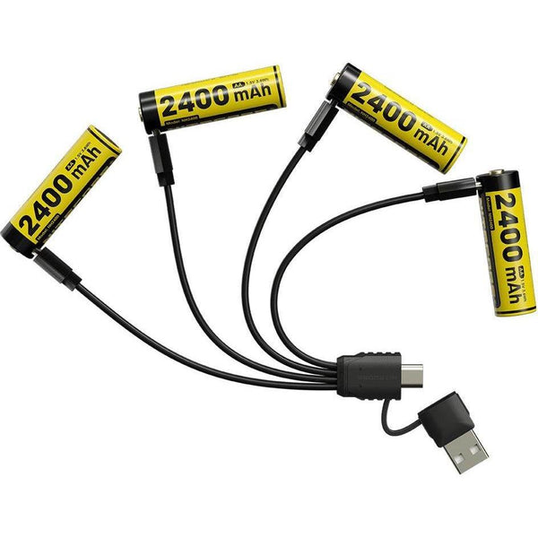 Nitecore Li-ion Rechargeable Aa Battery 2400mah 1.5v 4 Pack Kit ...