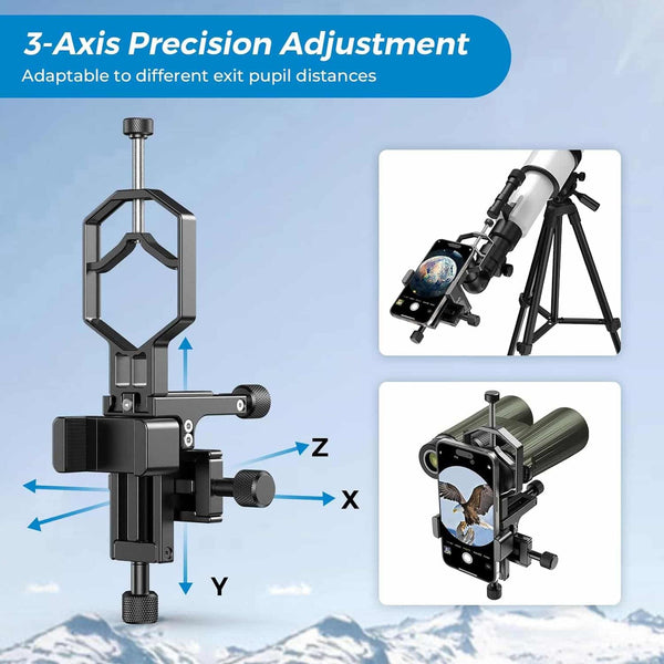 Apexel 3-Axis Smartphone Adapter 20-60mm APL-F003 for Spotting Scopes ...