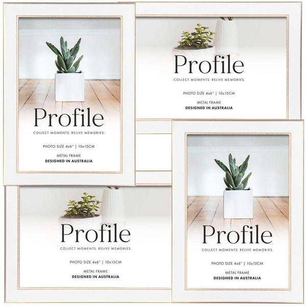 Profile Eternal White/rose Gold 4x6 Collage Four Photo Frame - Metal ...