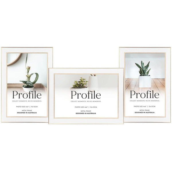 Profile Eternal White/rose Gold 4x6 Collage Three Photo Frame Metal ...